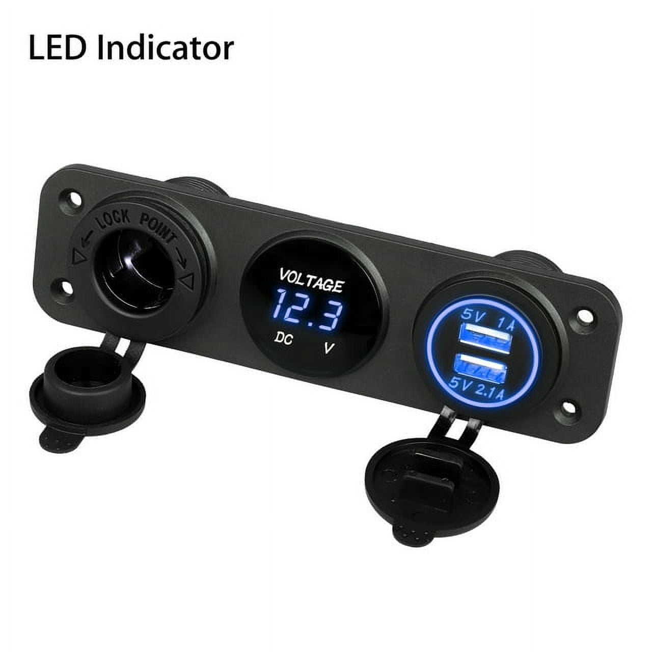 3 in 1 Charger Socket Power Outlet, 12V Dual Charger Socket Panel, LED ...