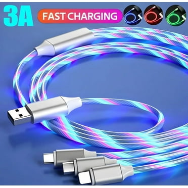 siisll 3 in 1 Charging Cable Fast Charging,Light Up LED Multi Phone ...