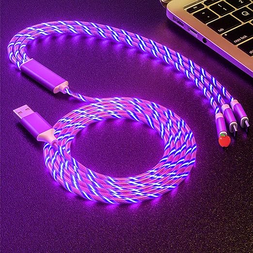 3 in 1 Charging Cable Light Up Fast Charger Multi Charging Cable LED ...