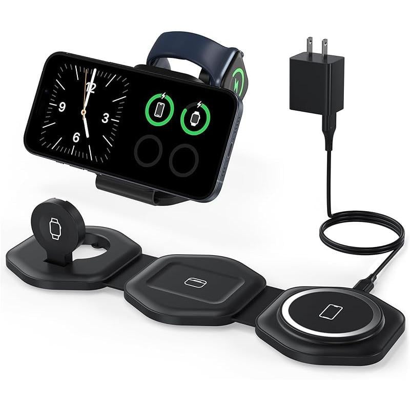 3 in 1 Charging Station for Apple Devices - Foldable Magnetic Wireless ...