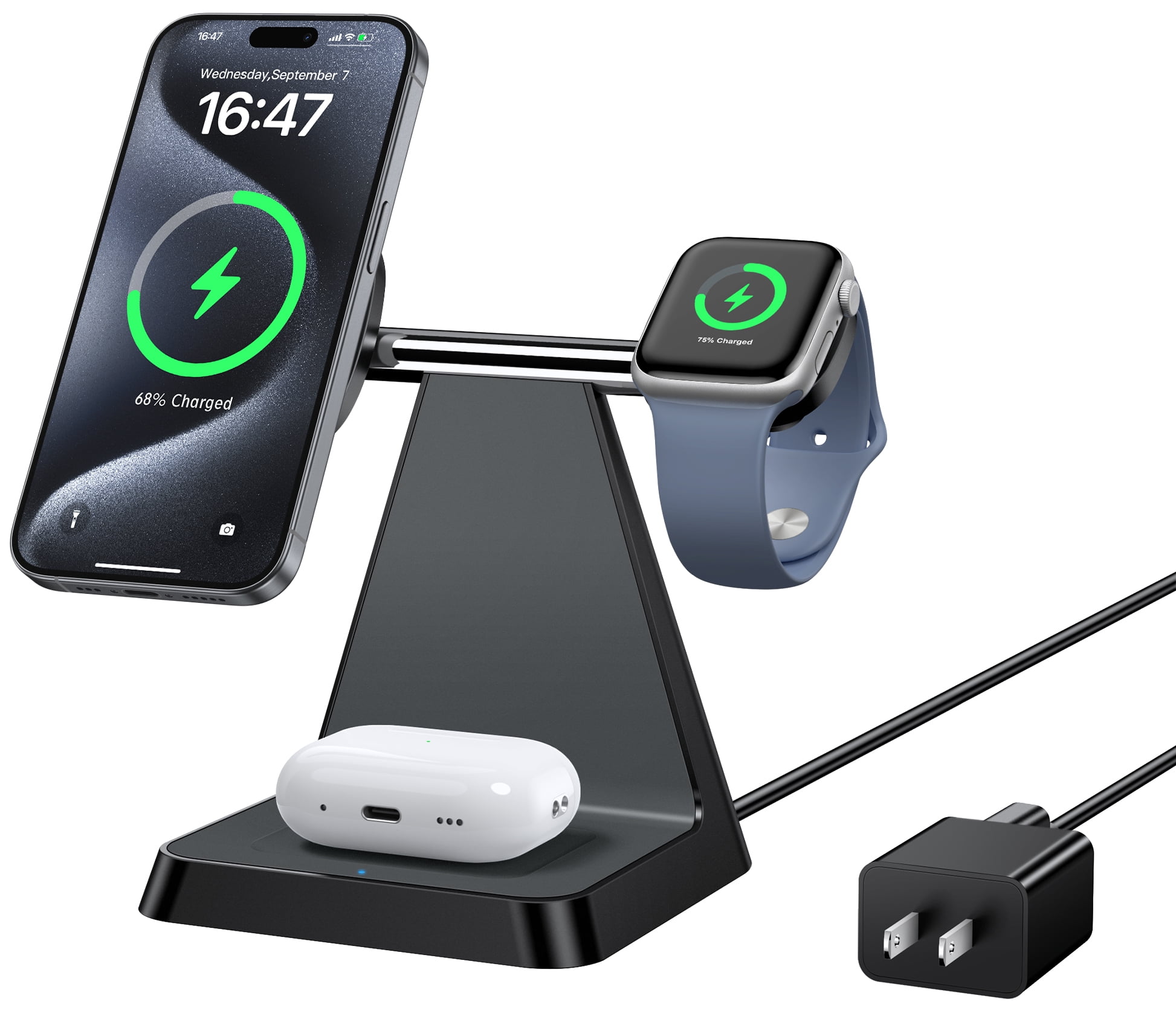 3 in 1 Charging Station for Apple Devices: Mag-Safe Wireless Charger ...