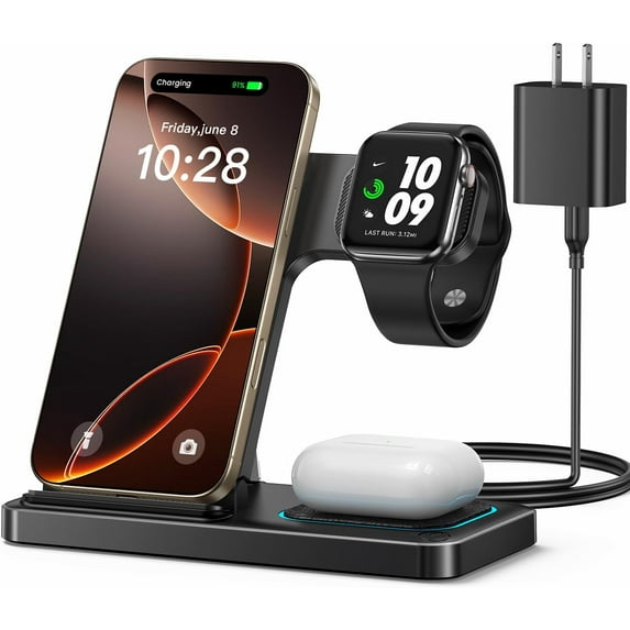 3 in 1 Charging Station for Apple, Wireless Charger for iPhone 17 16 15 ...