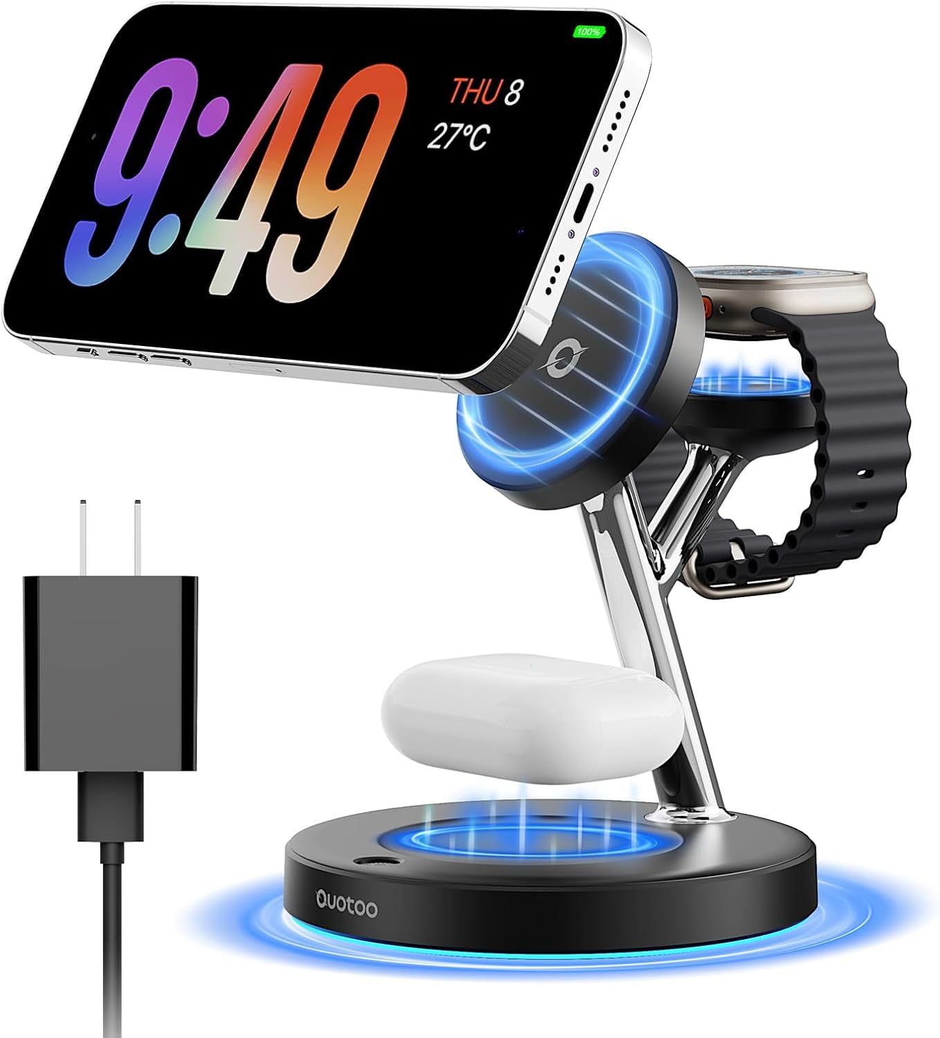 3 in 1 Charging Station Compatible with Mag-Safe Charger Wireless ...