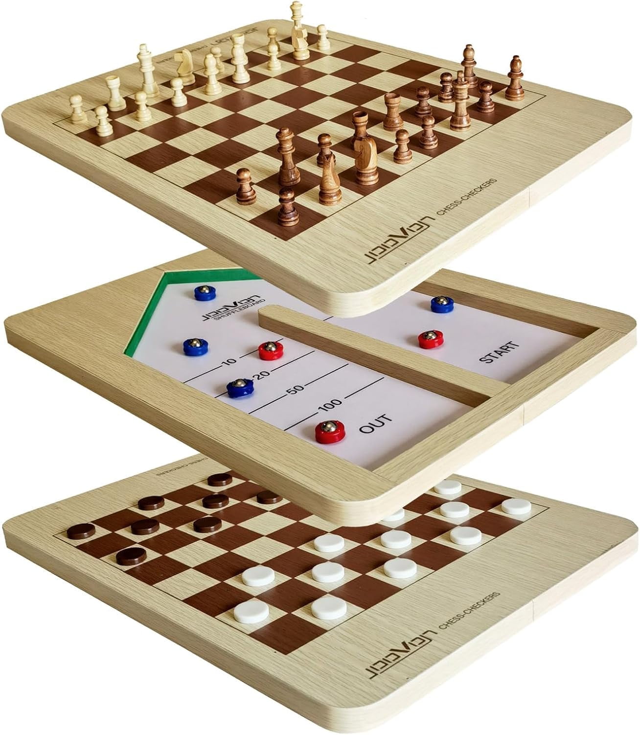 3 in 1 Chess Board Set for Kids & Adults, Larger Size 20"x15" Chess Set & Checkers Board Game ...