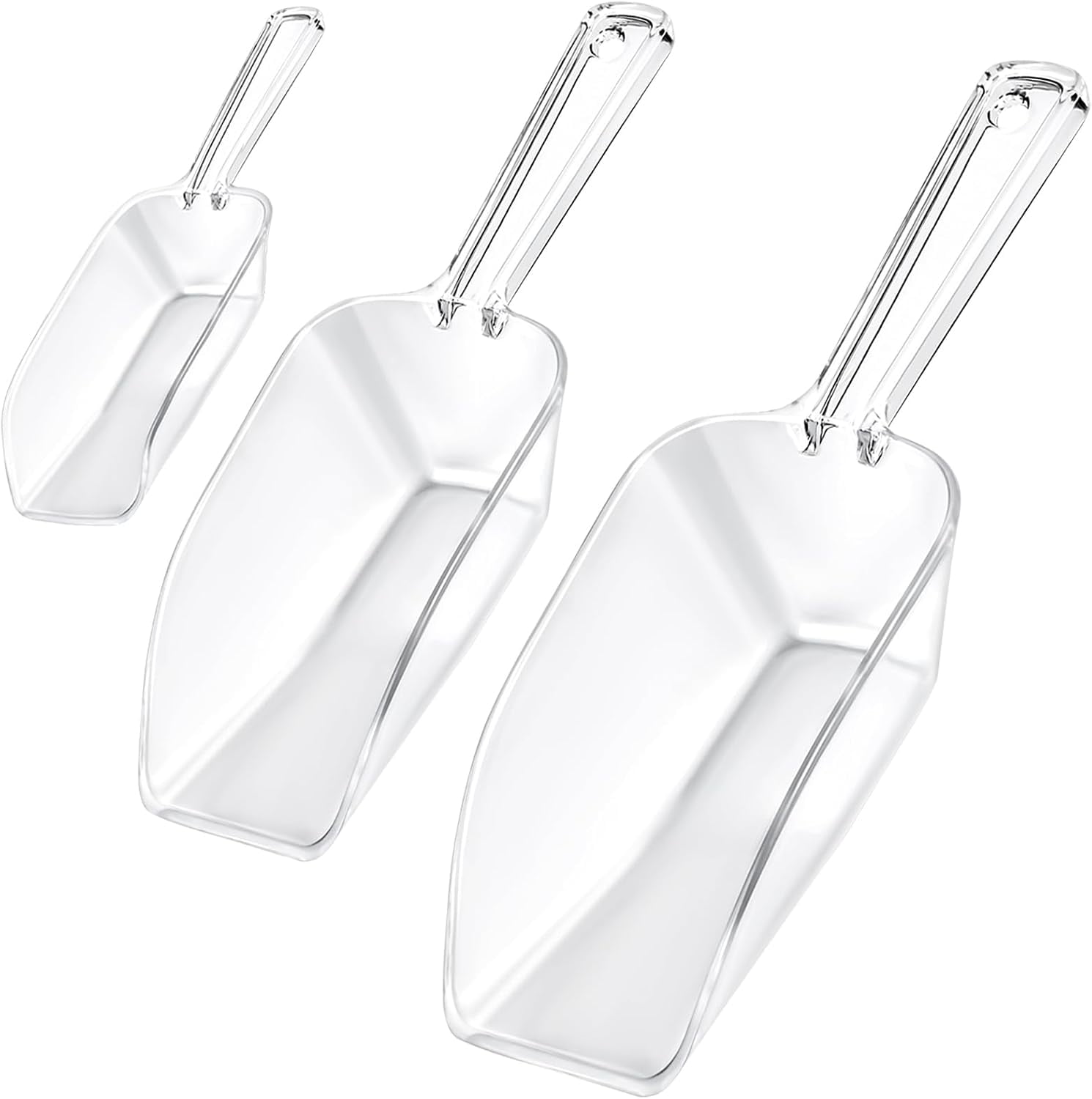 3 in 1 Clear Plastic Ice Scoop Set, Small Acrylic Serving Scoops for ...