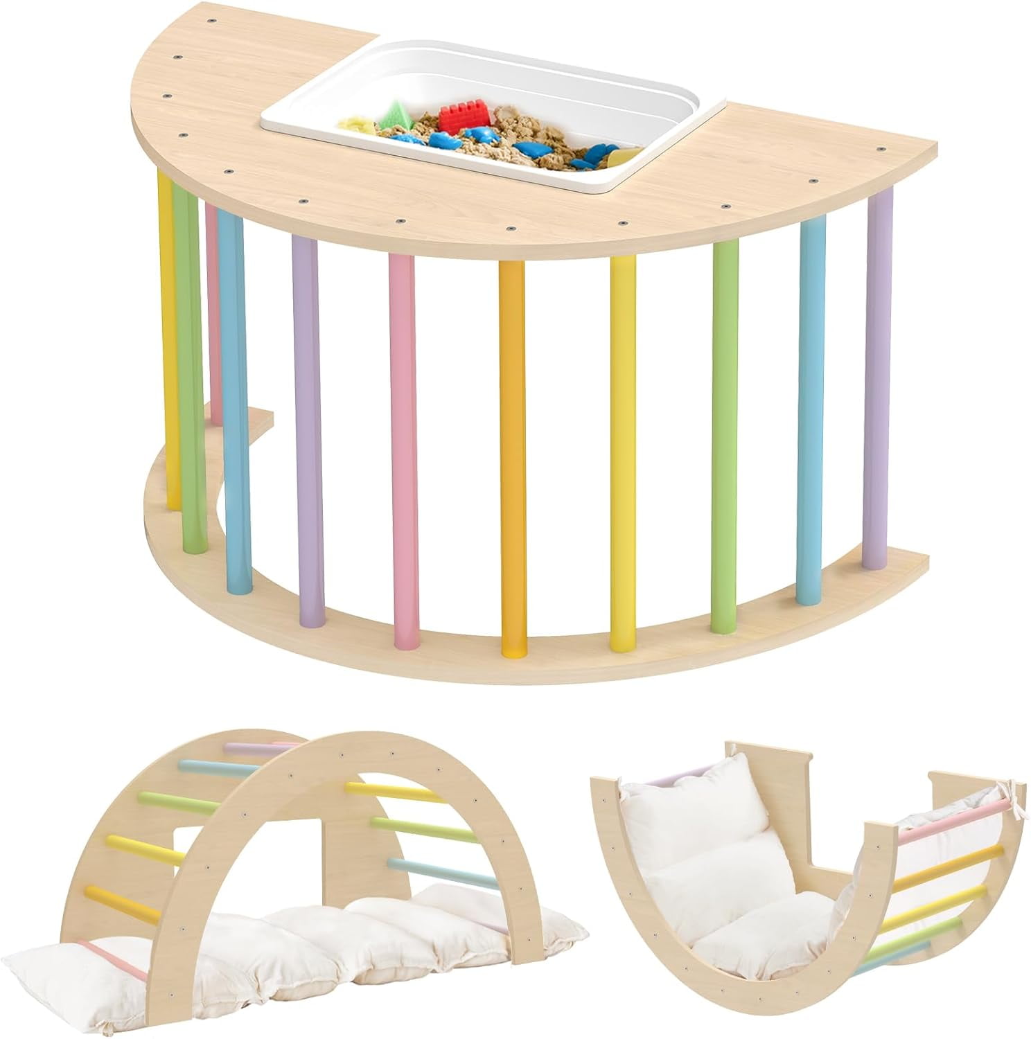 3 in 1 Climbing Arch Sensory Table with Cushion for Kids, Montessori ...