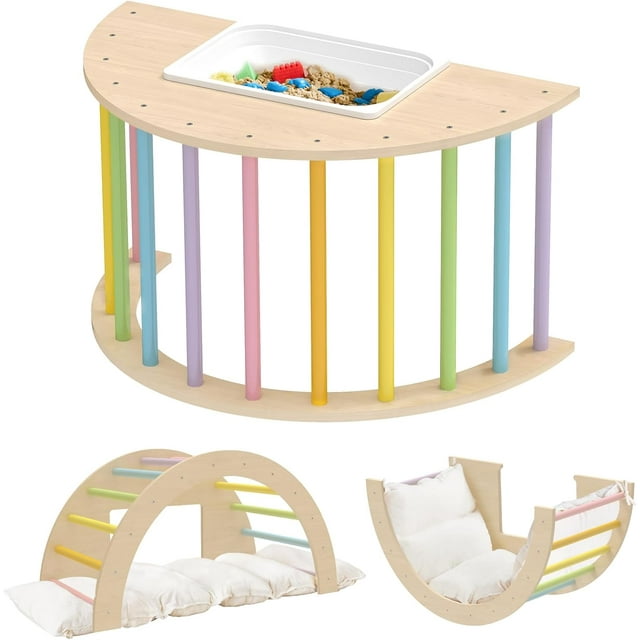 3 in 1 Climbing Arch Sensory Table with Cushion for Kids, Montessori ...