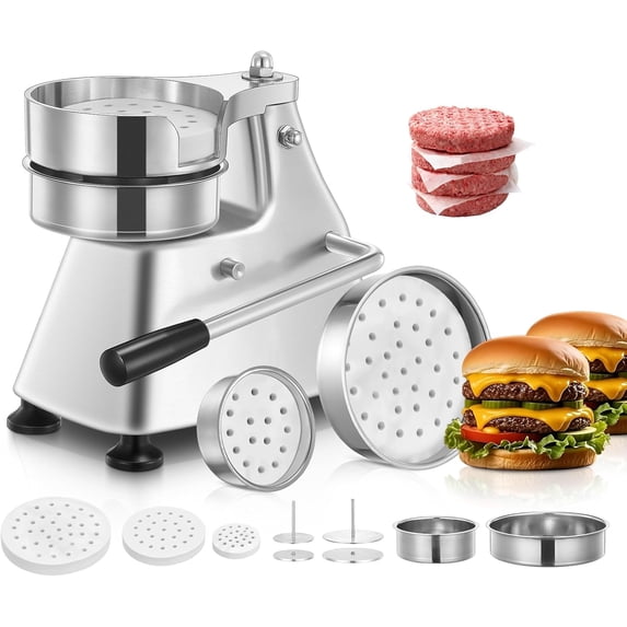 3 in 1 Commercial Hamburger Patty Maker for Party 4/5/6-inch Stainless ...