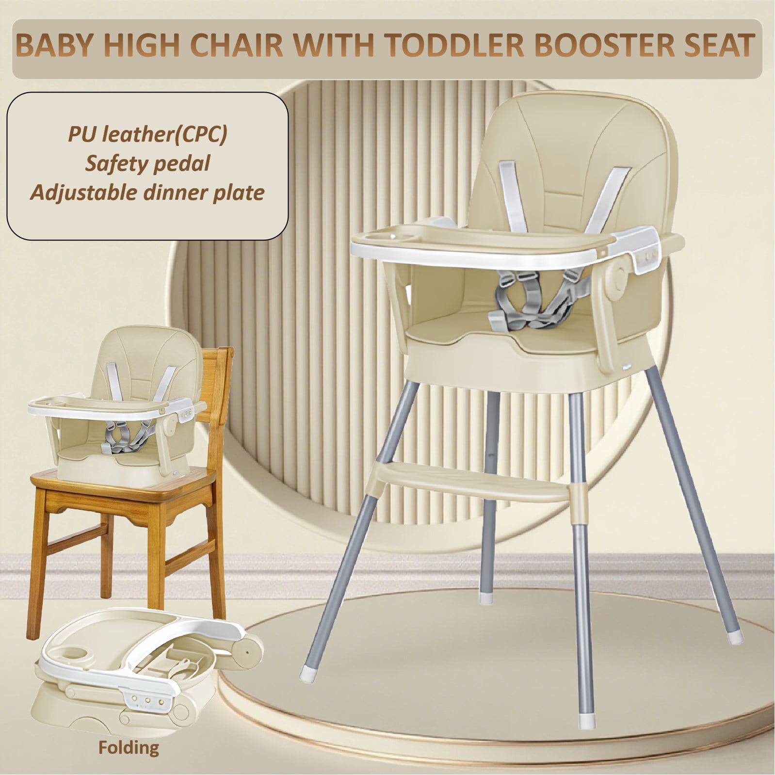 3 in 1 Convertible Baby High Chair with Booster Seat,Infant Dining ...