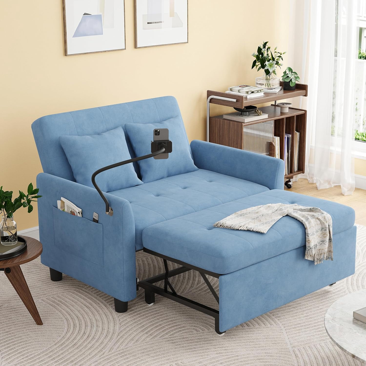 3 in 1 Convertible Pull Out Sleeper Couch Sofa Bed, Small Loveseat ...