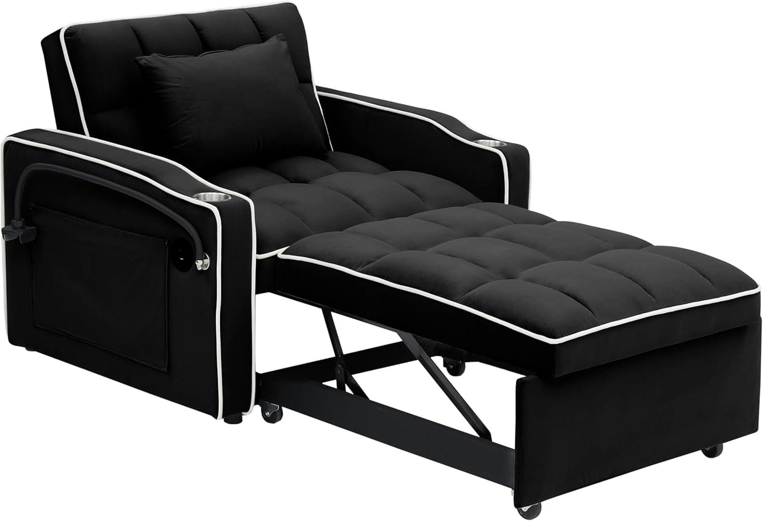 3 in 1 Convertible Single Sleeper Sofa Chair with Pullout Bed ...