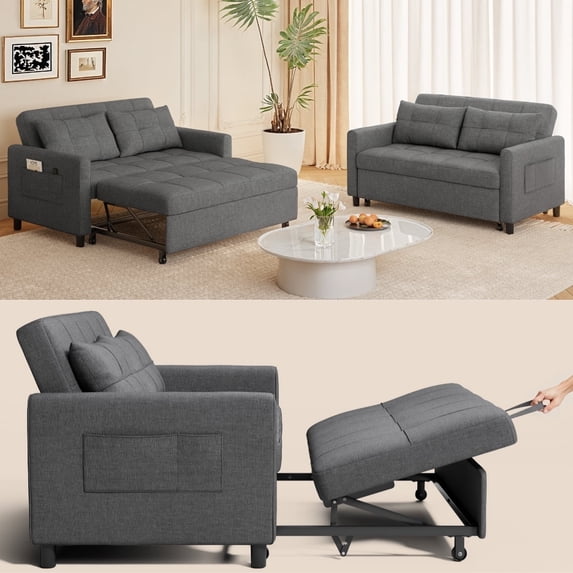 Full Size Sofa Bed, 3 in 1 Convertible Sleeper Sofa, 45" Futon Couches ...