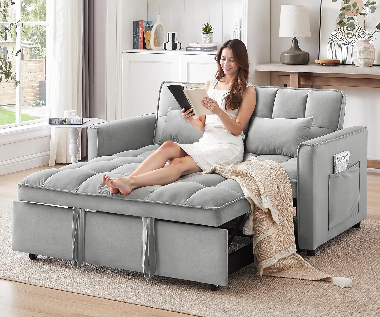3 in 1 Convertible Sleeper Sofa Bed, Futon Couches for Living Room with ...