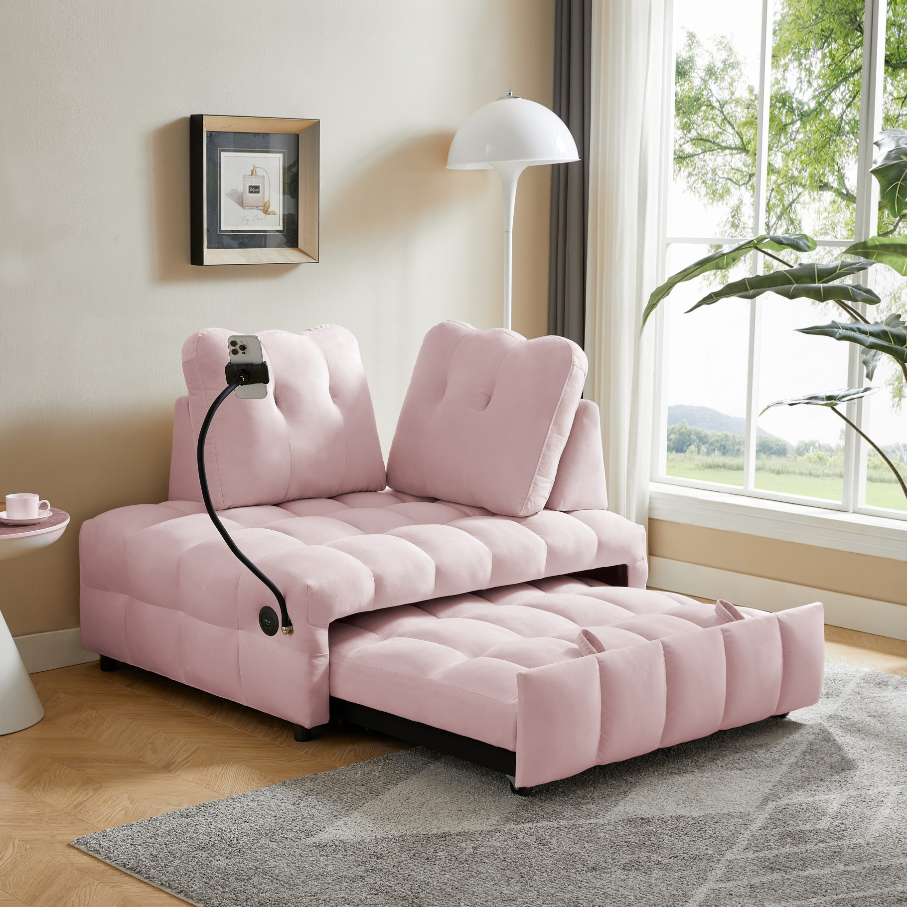 3 in 1 Convertible Sleeper Sofa Bed, Independent Removable Backrest ...