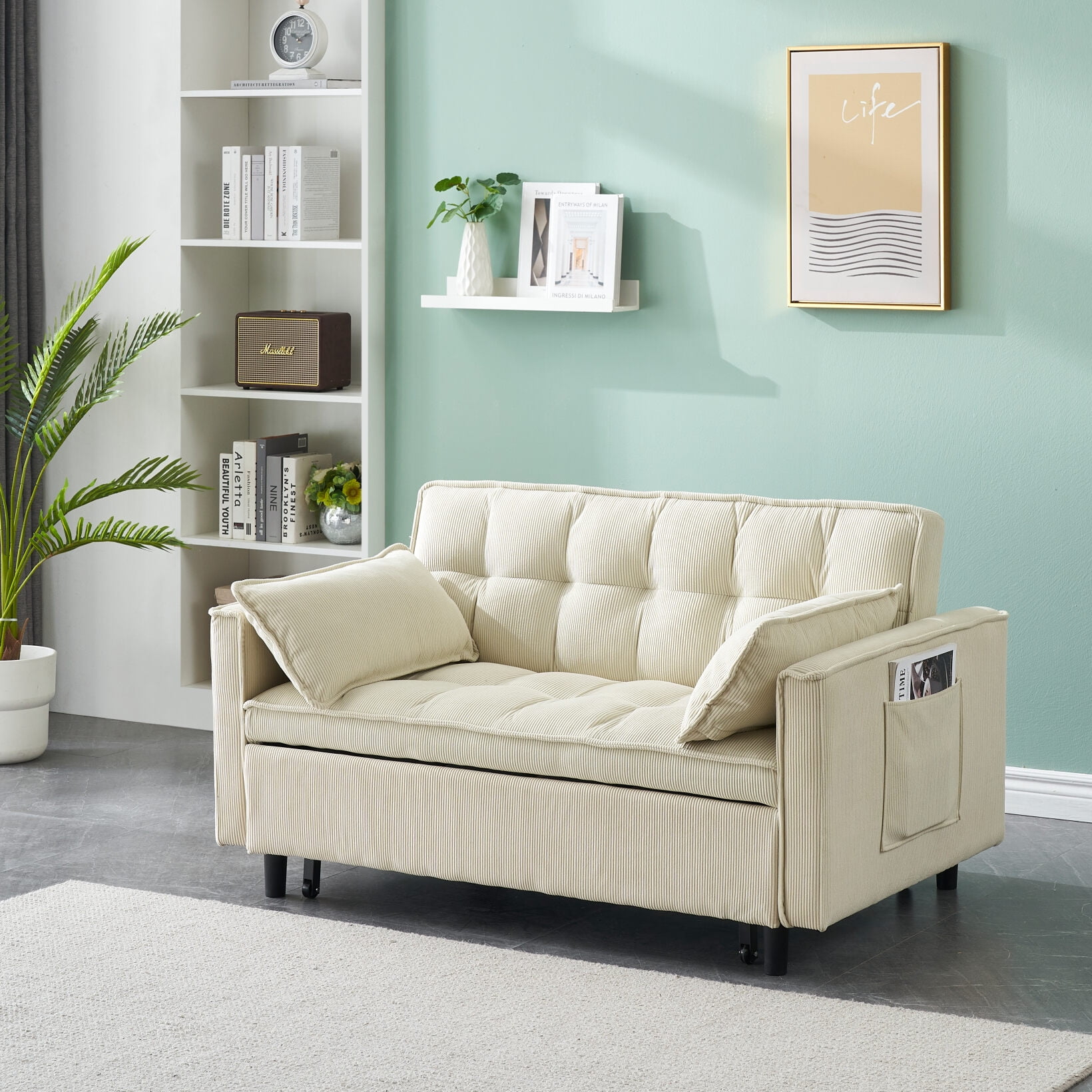 3 in 1 Convertible Sleeper Sofa Bed, Modern Pull Out Sofa Couch with ...
