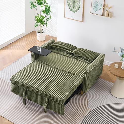 3 in 1 Convertible Sleeper Sofa Pull Out Couch Bed ,Fluffy Corduroy ...