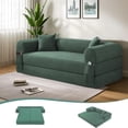 3 in 1 Convertible Sofa Bed, 80" Corduroy Folding Pull Out Couch with 2 ...