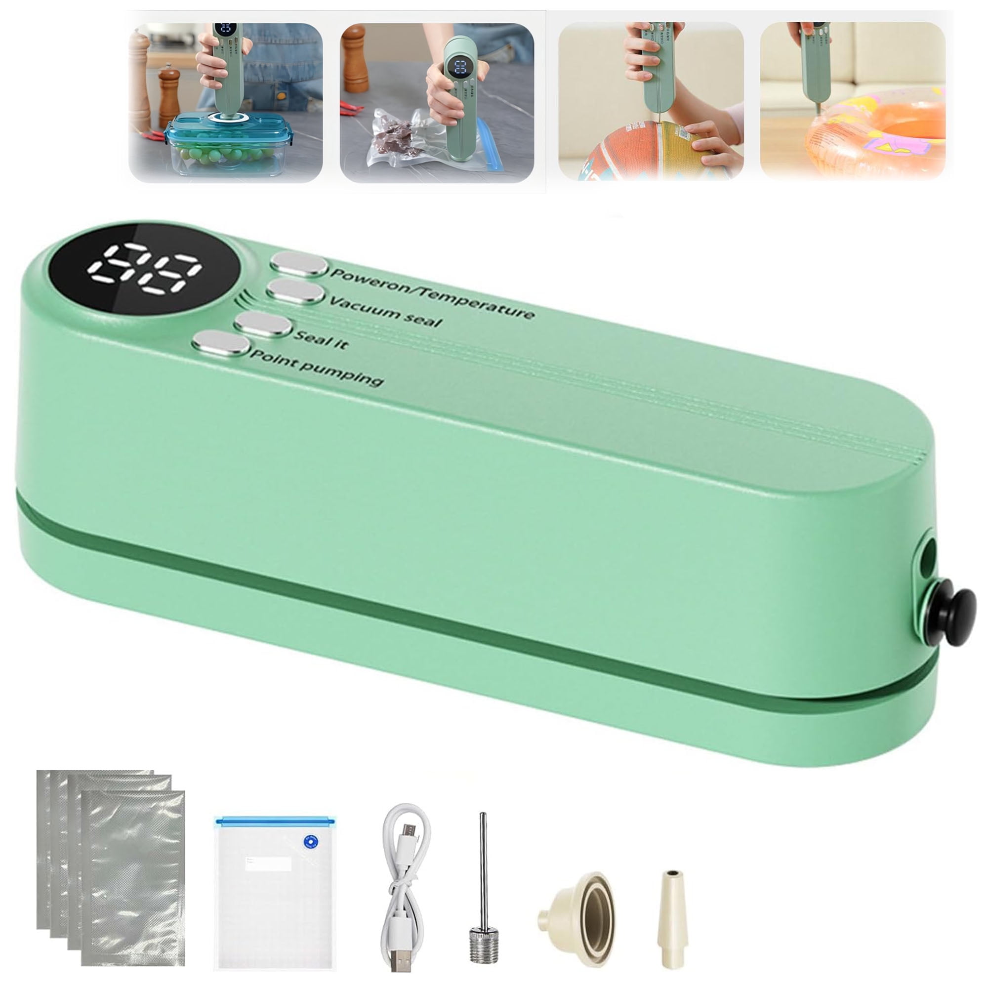 3 in 1 Cordless Mini Vacuum Sealer Rechargeable Bag Sealer for Food ...