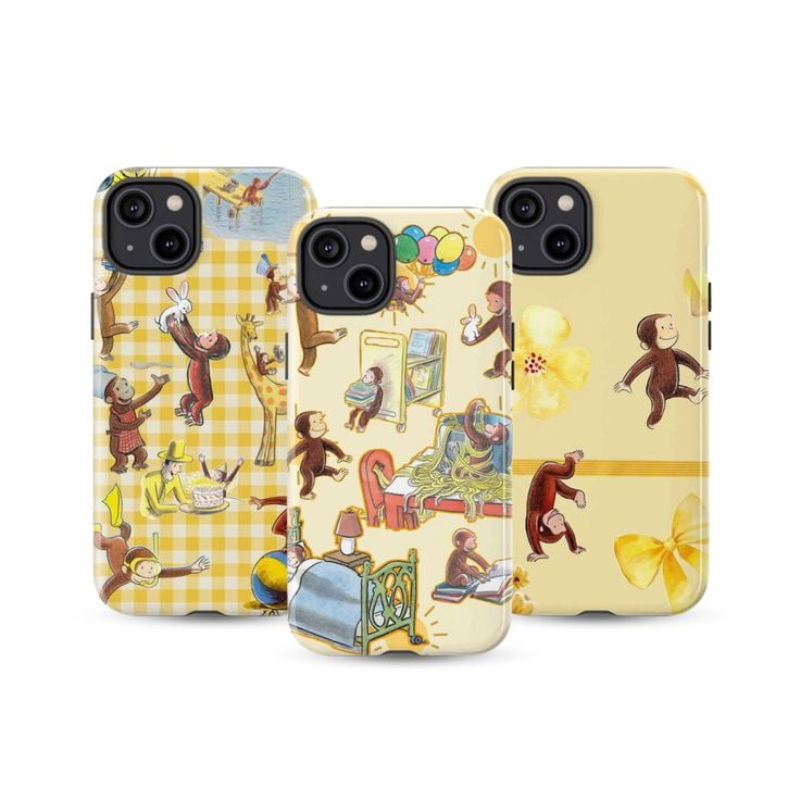 3 in 1 Curious Monkey Cartoon Yellow Phone Case Combo, Fun Adventure ...