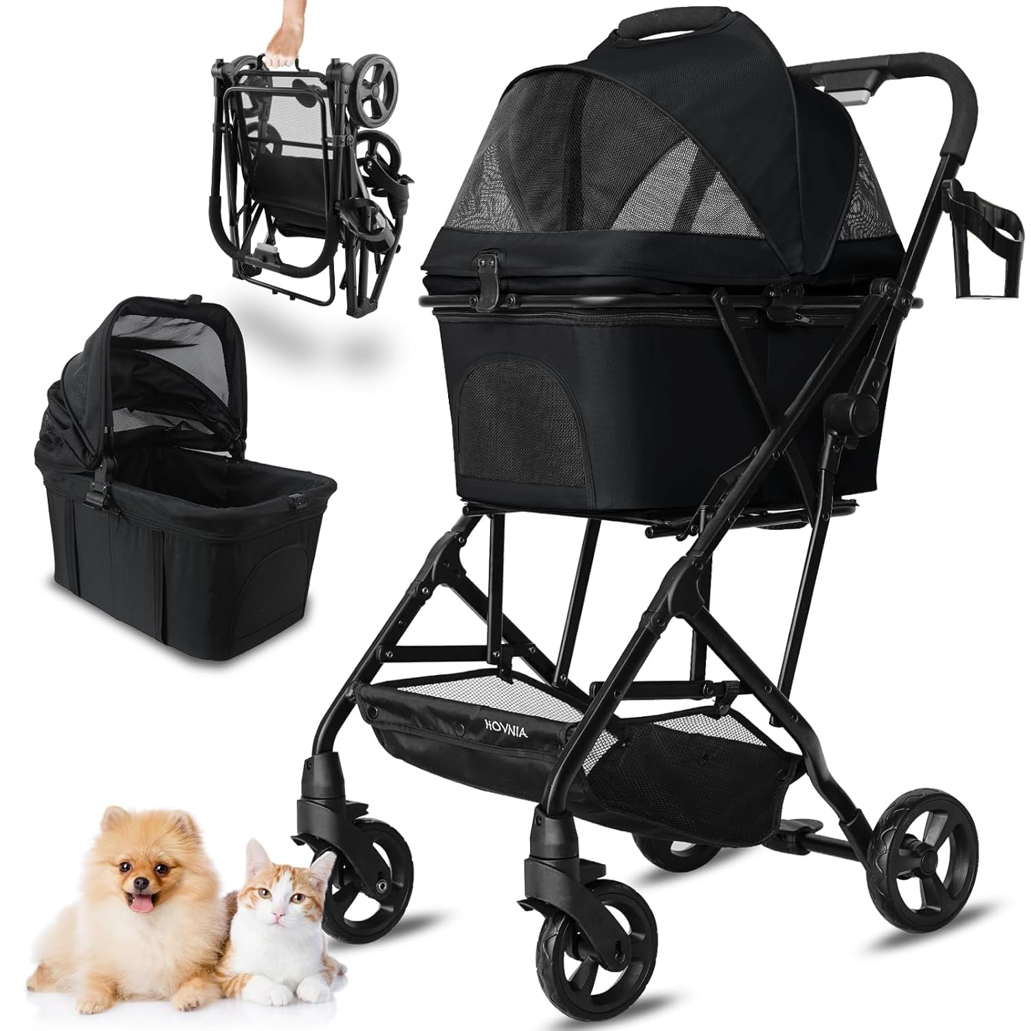 3 in 1 Dog Stroller, Lightweight Foldable Pet Stroller for Small/Medium ...