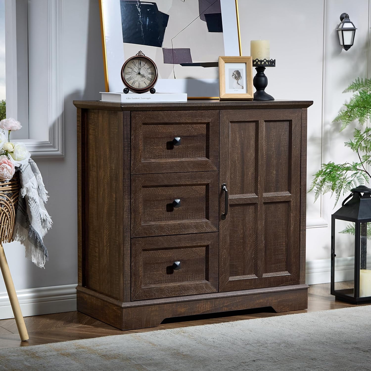 3+1 Dresser for Bedroom, Cherry Dressers Storage with Wooden Drawers ...