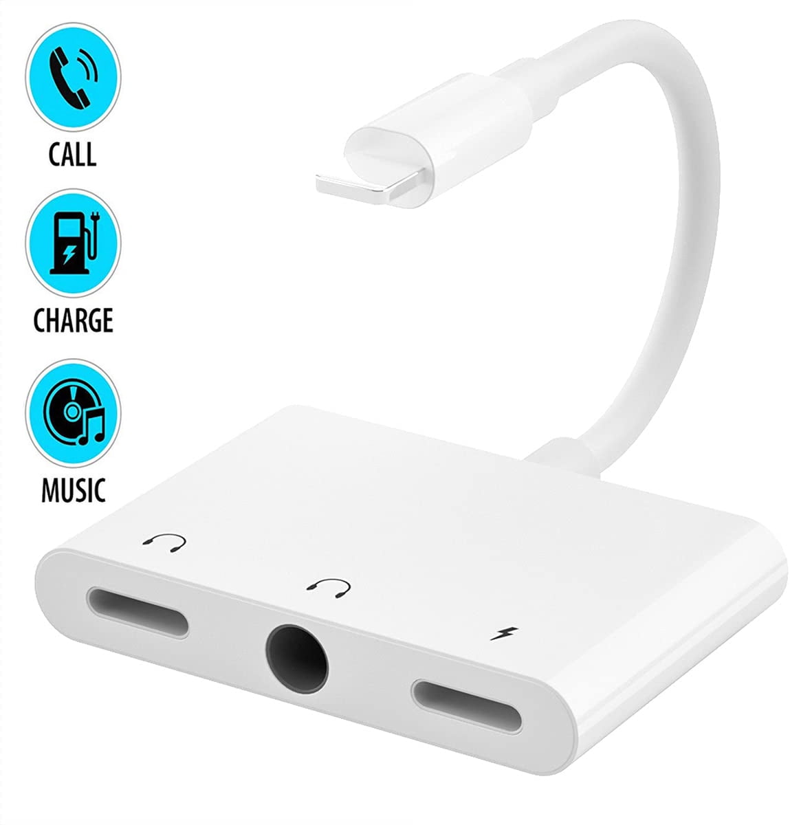 3 in 1 Dual 3.5mm Headphone Jack Adapter - Earphone Jack Audio and ...