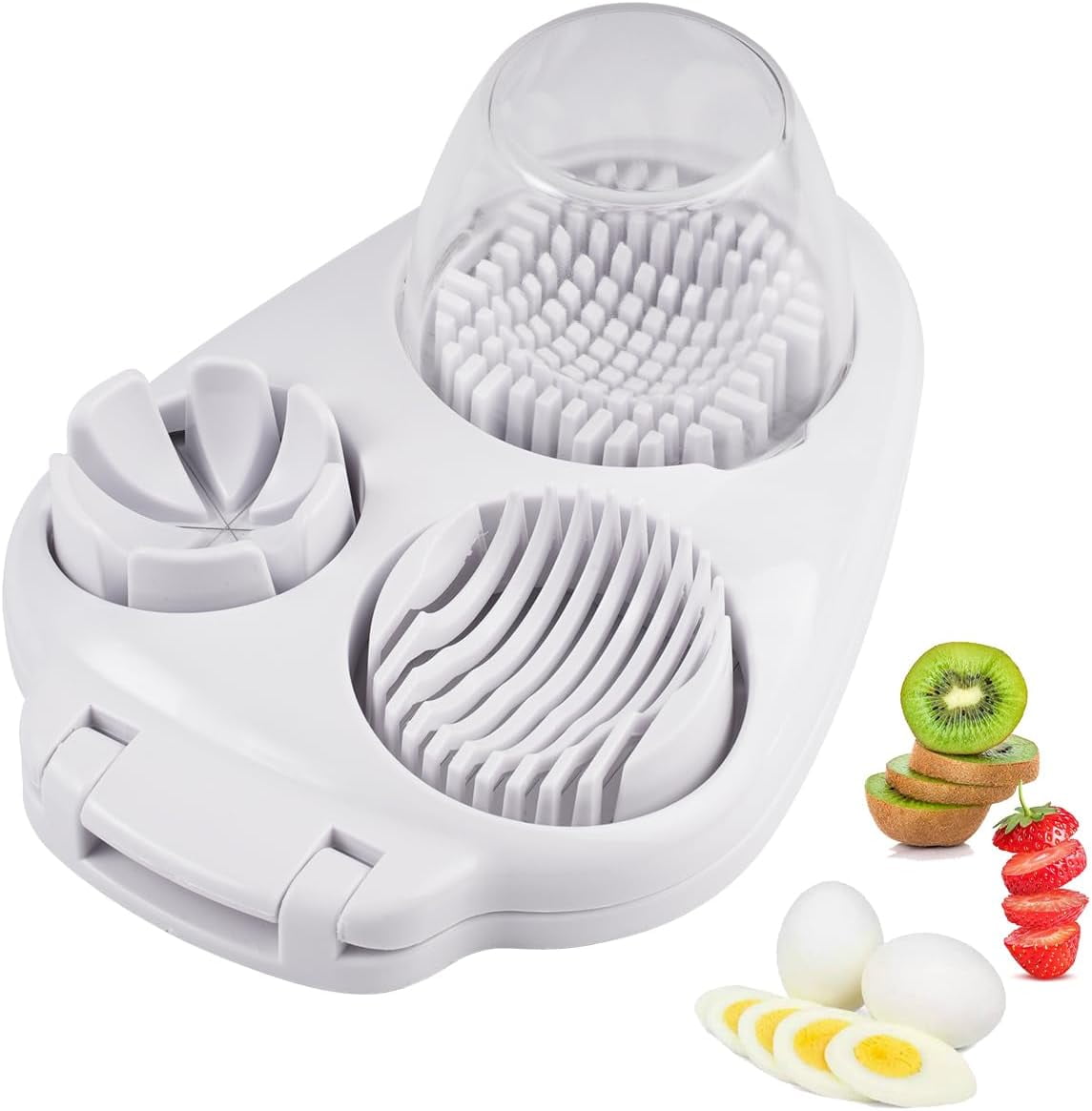 3 In 1 Egg Slicer For Hard Boiled Eggs, Strawberry Slicer Grape Cutter, 2025 New Stainless Steel ...