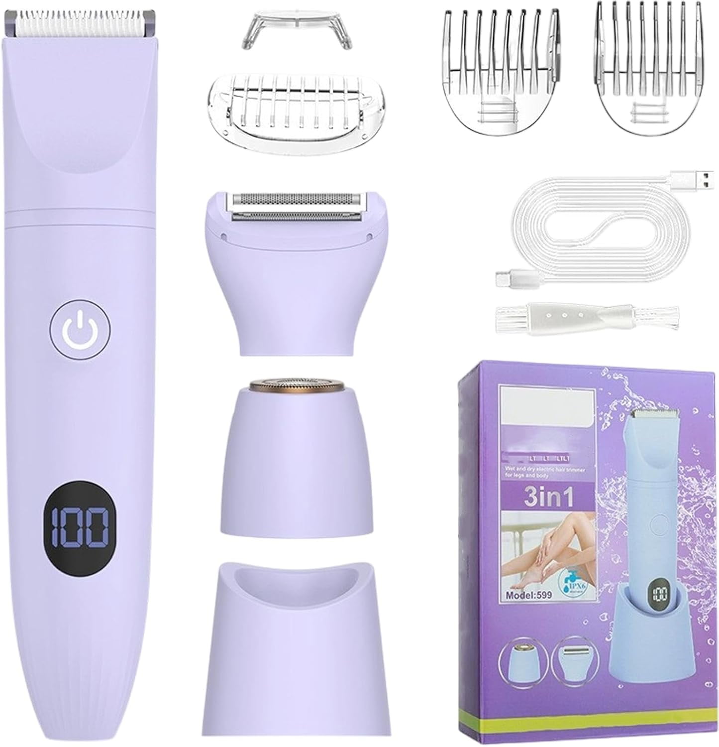 3 in 1 Electric Body Hair Trimmer for Men, Pubic Hair Trimmer, USB ...