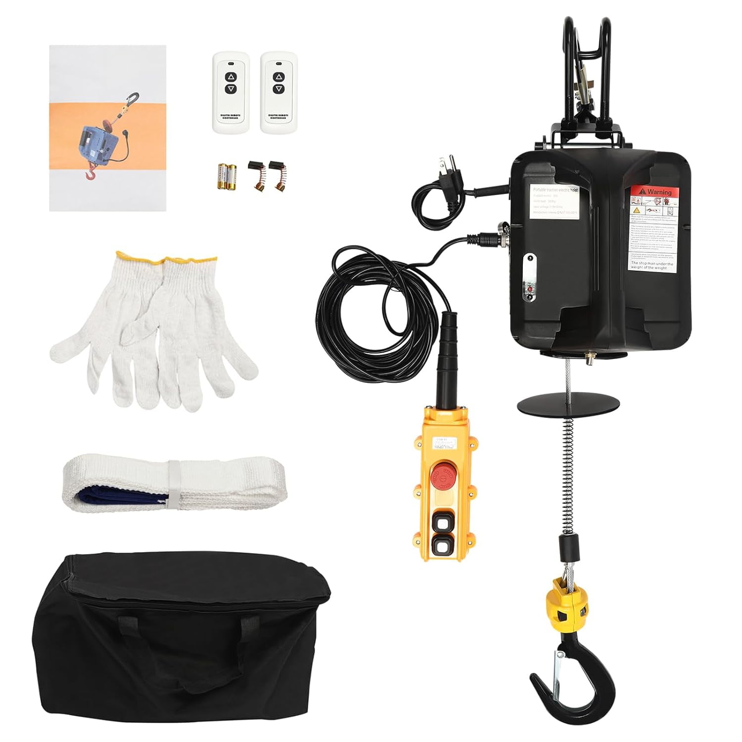 3 in 1 Electric Hoist Winch 1500W Electric Hoist 1100LBS 110V Portable ...