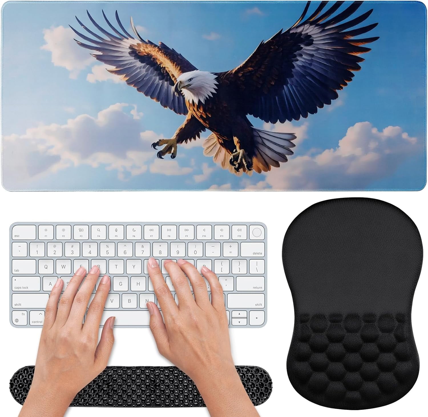 3 in 1 Ergonomic Set Mouse Pad with Wrist Rest, Keyboard Wrist Rest ...