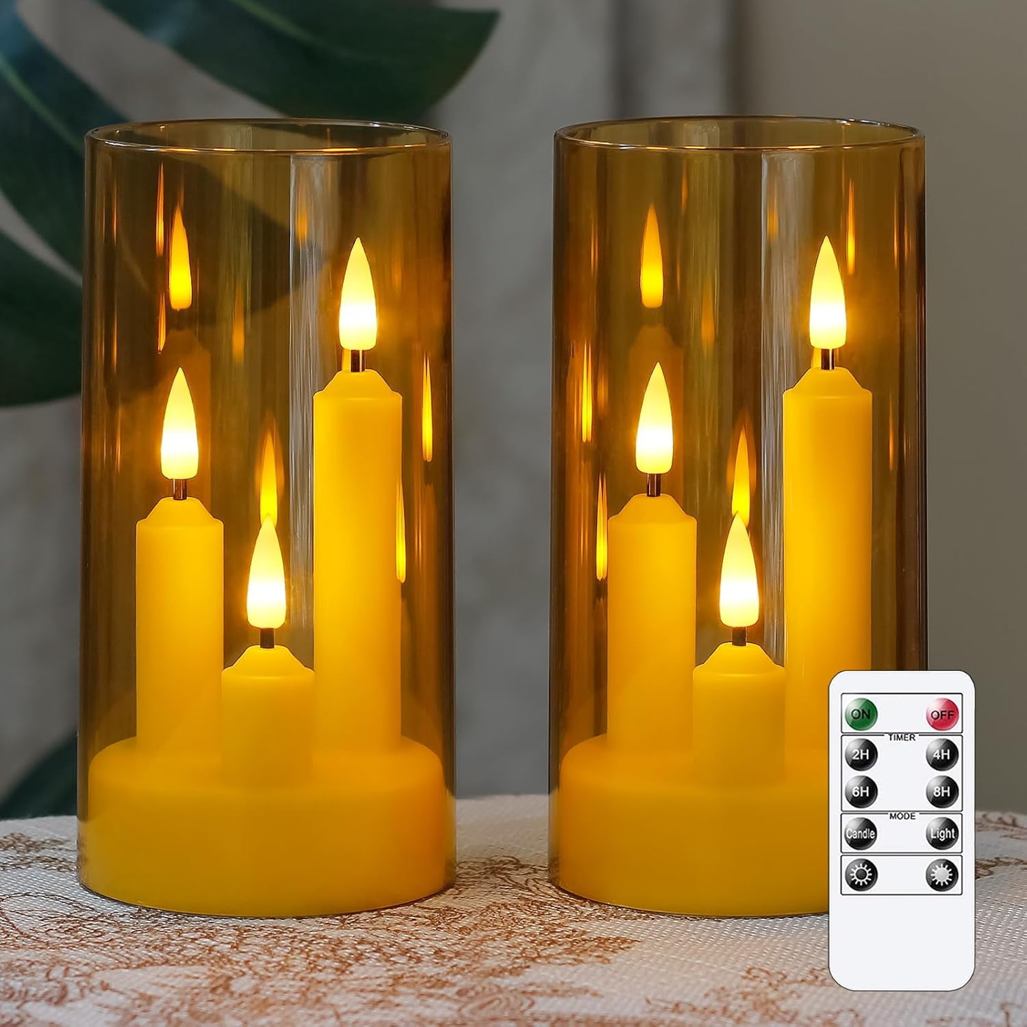 3 in 1 Flameless Taper Short Candles with 10 Key Remote Control and ...