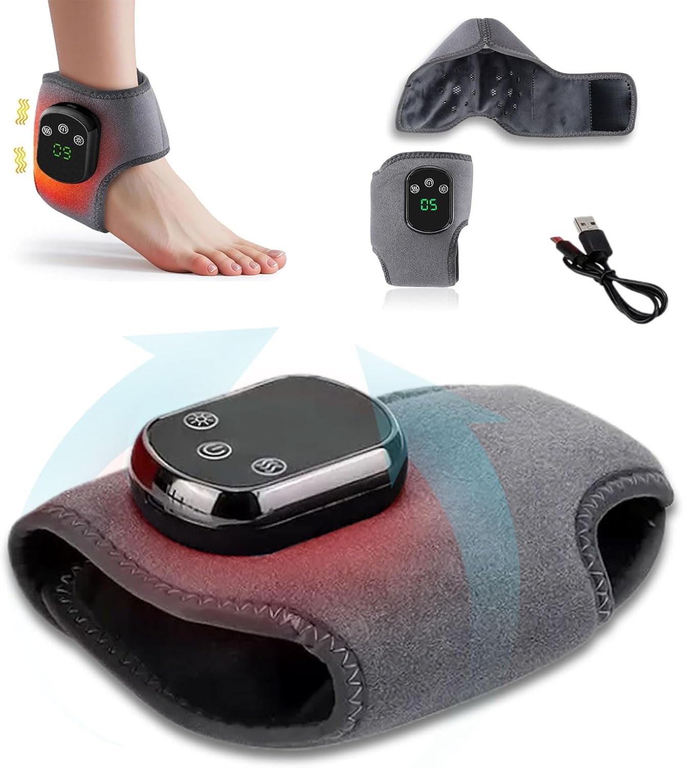 3 in 1 Foot Massager, Soleva Foot Massager - Wireless Heated Ankle Wrap ...