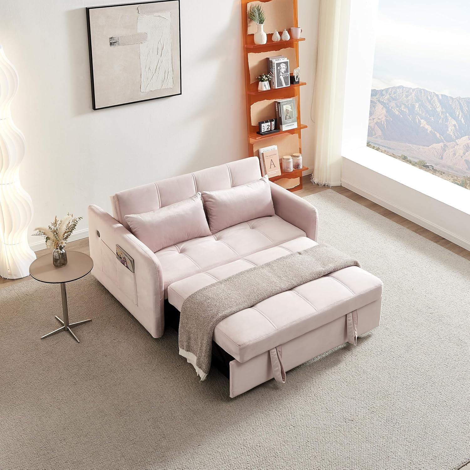 3 in 1 Functional Pull-Out Sofa, Convertible Futon Loveseat Pullout ...