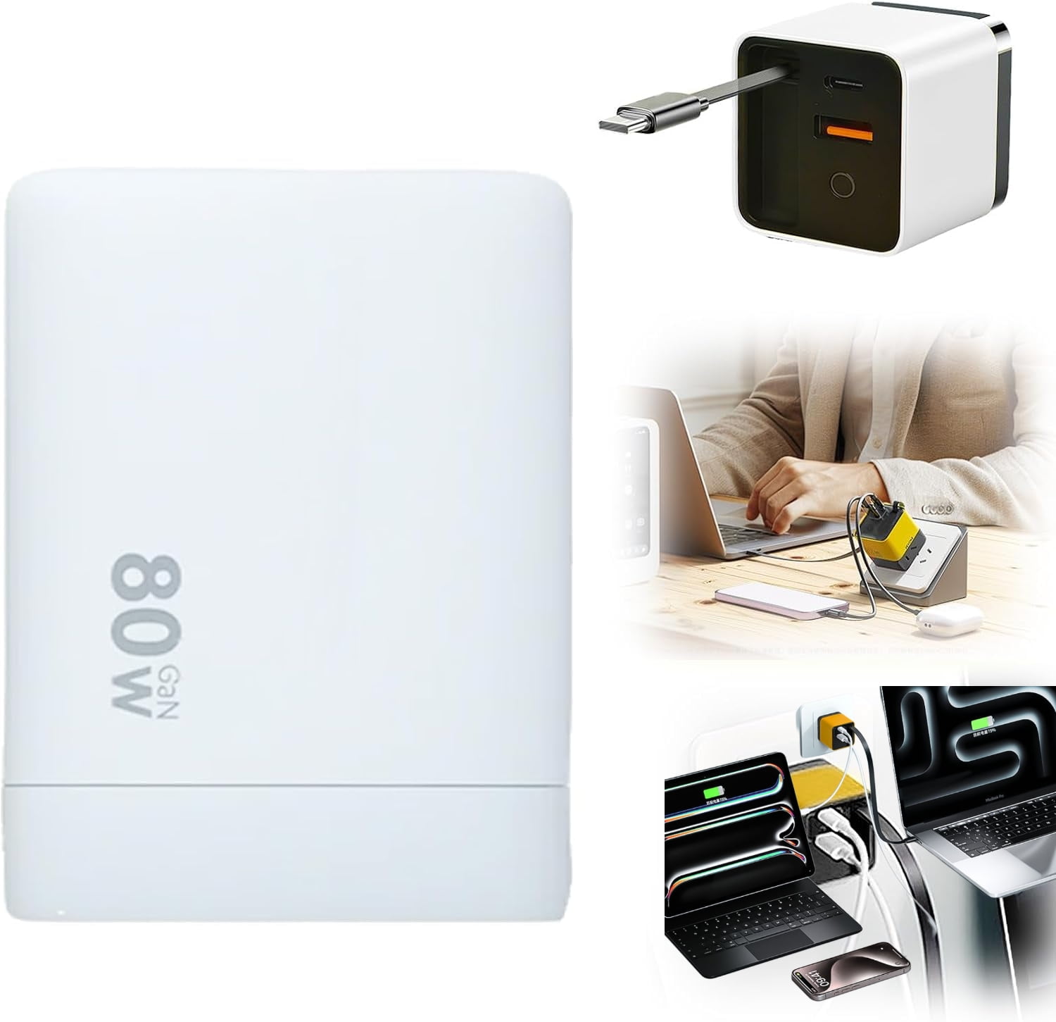 3 in 1 GaN Charger 80w, 2025 New Scalable 80w Max Fast Charging Module ...