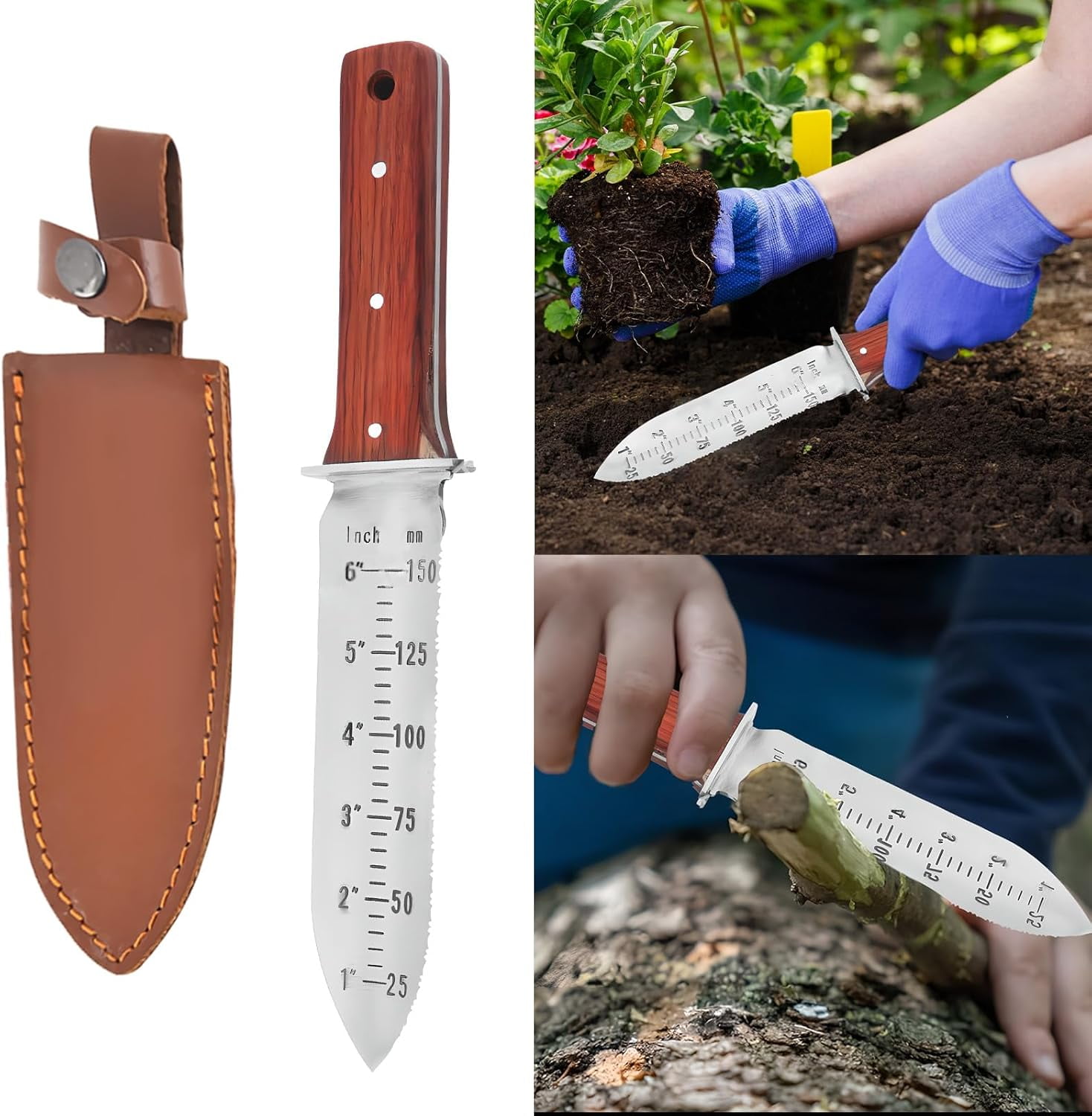 3 in 1 Gardening Knife,Stainless Steel Trowel Garden Tool,Heavy-Duty ...