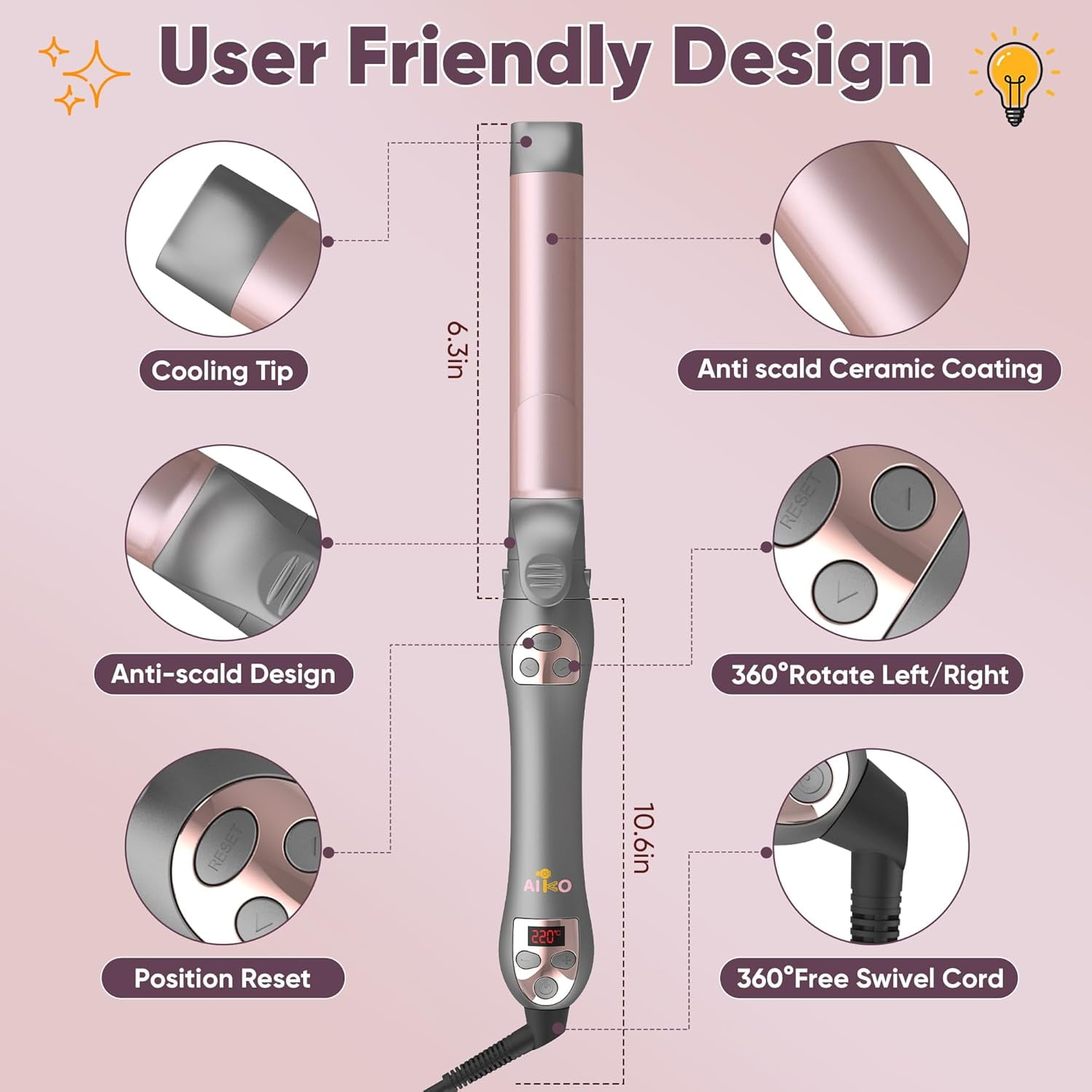 3 IN 1 Hair Curler Set - 1''-1.25'' Interchangeable Ceramic Barrels ...