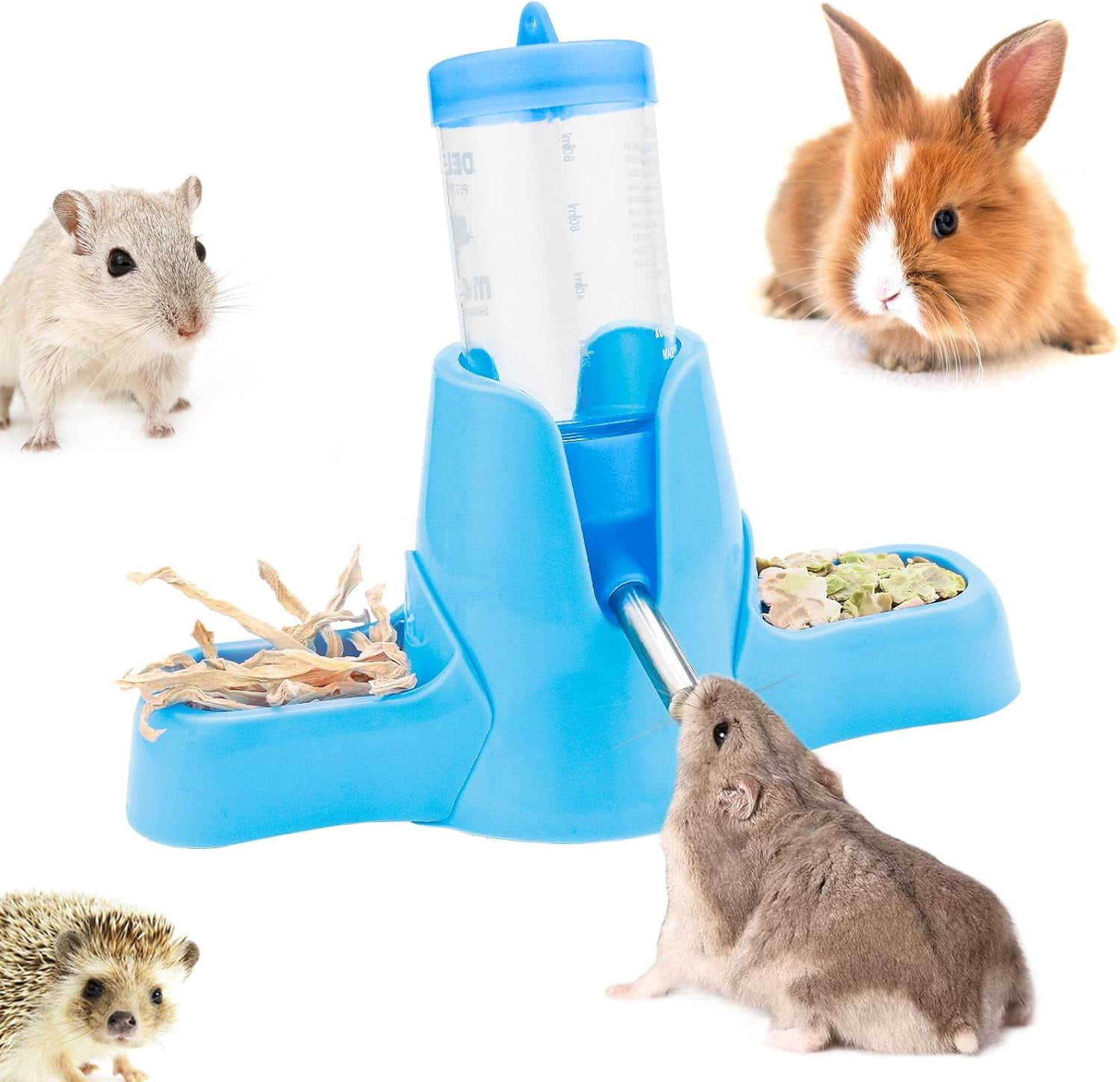 3 in 1 Hamster Water Bottle Small Animal Water Bottle with Food ...