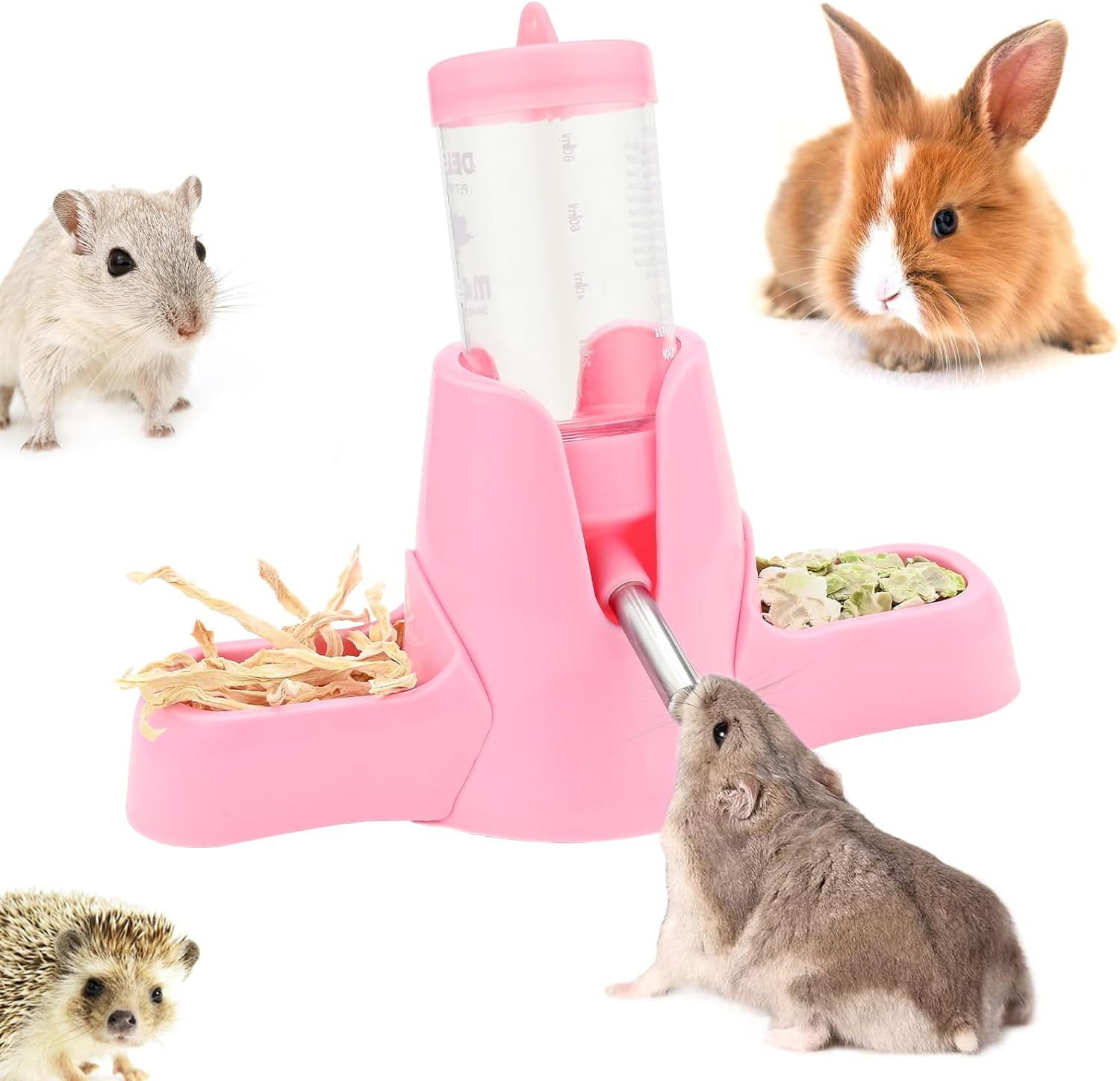 3 in 1 Hamster Water Bottle Small Animal Water Bottle with Food ...