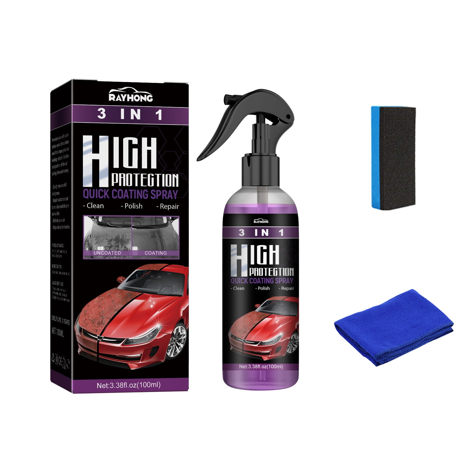 3 In 1 High Protection Quick Car Ceramic Coating Spray, Plastic Parts ...