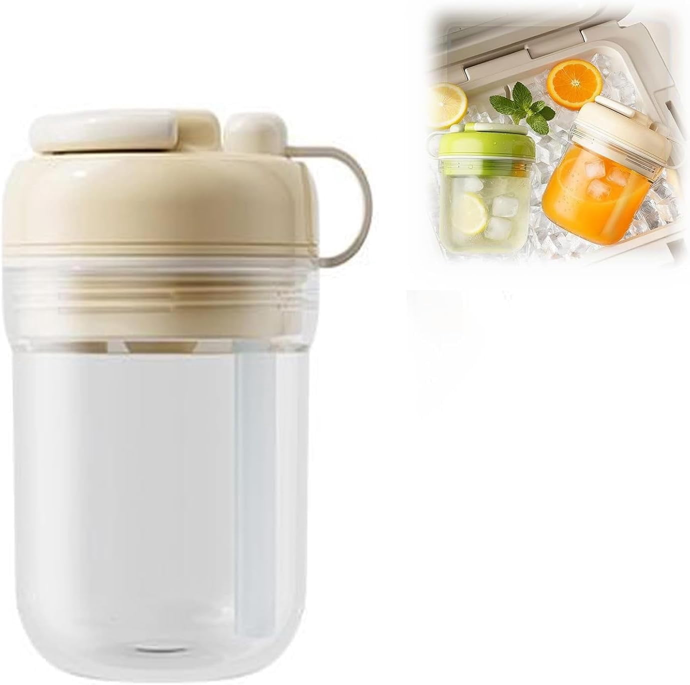 3 in 1 Ice Cube Maker Bottle with Straw, Portable Silicone Press Type ...