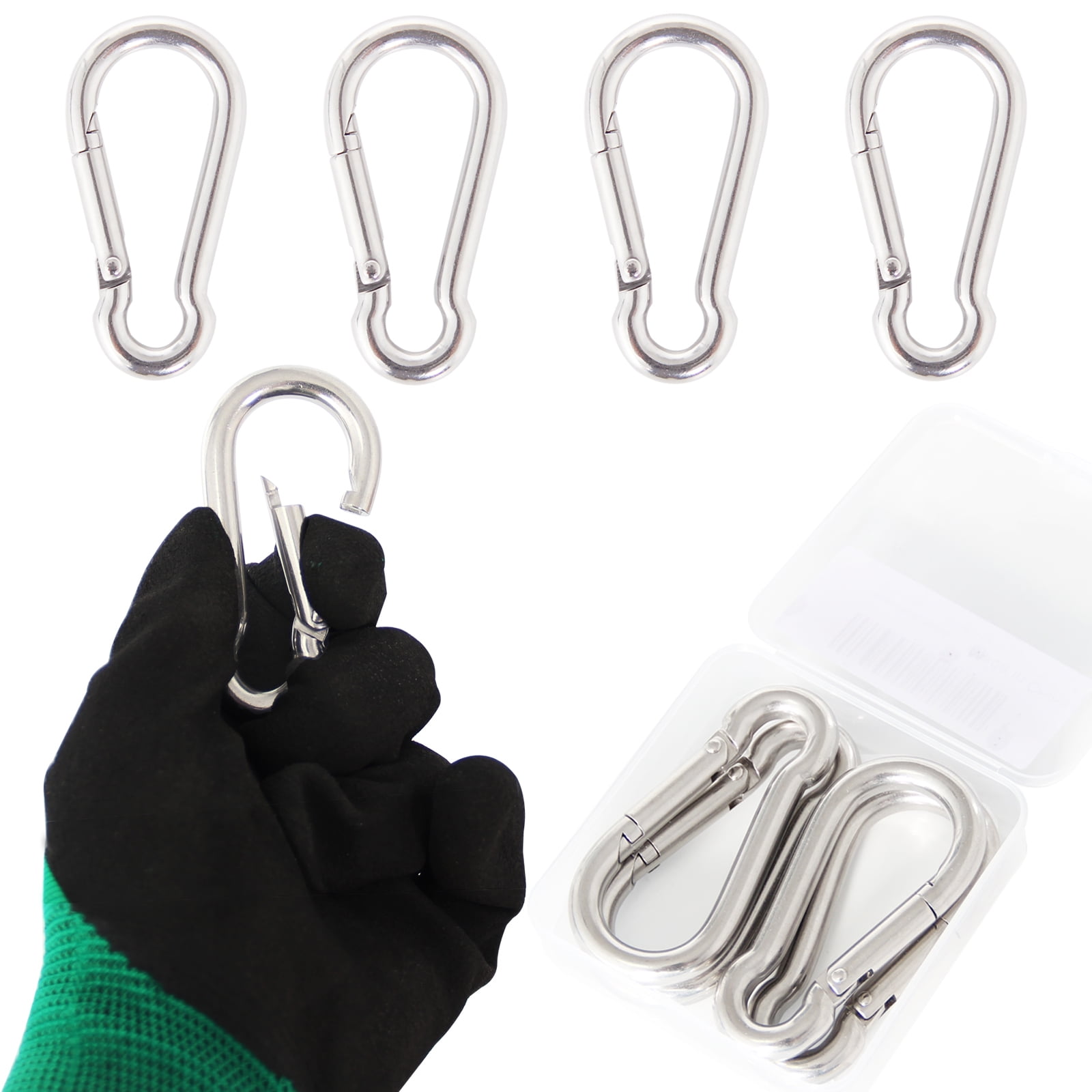SZONEE 3.1in Stainless Steel Carabiner Clip - 4 Pack, 250 lbs Capacity ...