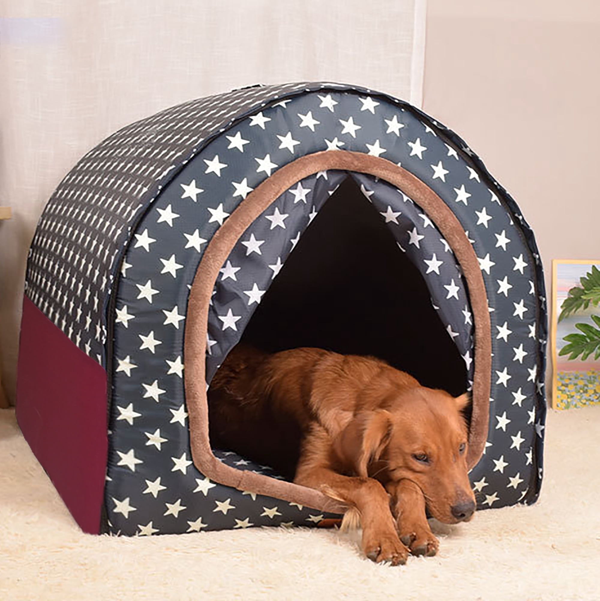 3 in 1 Indoor Outdoor Large Dog House with Cushion Mat, Insulated Warm ...