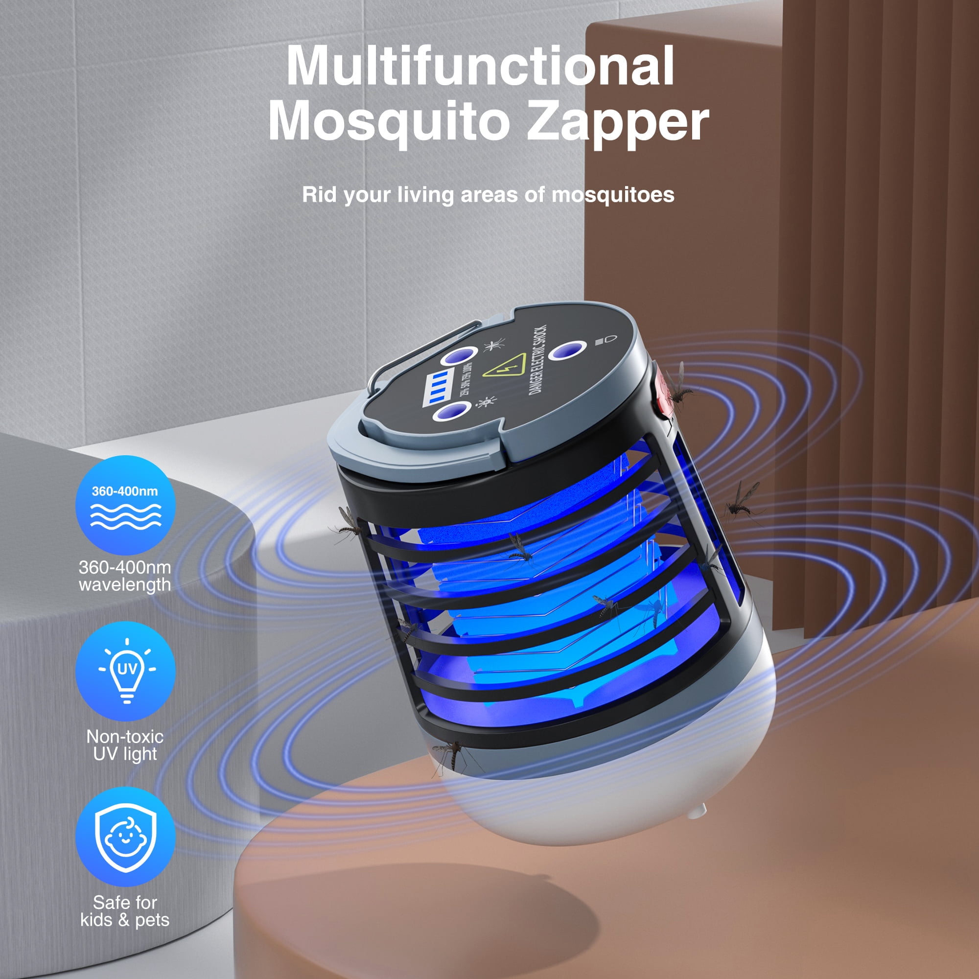 3 in 1 Indoor Outdoor Mosquito Zapper, USB Rechargeable Mosquito Killer ...