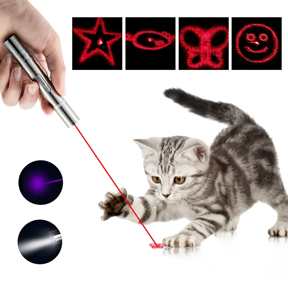 3 in 1 Interactive USB Rechargeable Red Dot Laser Light Cat Toy Funny ...