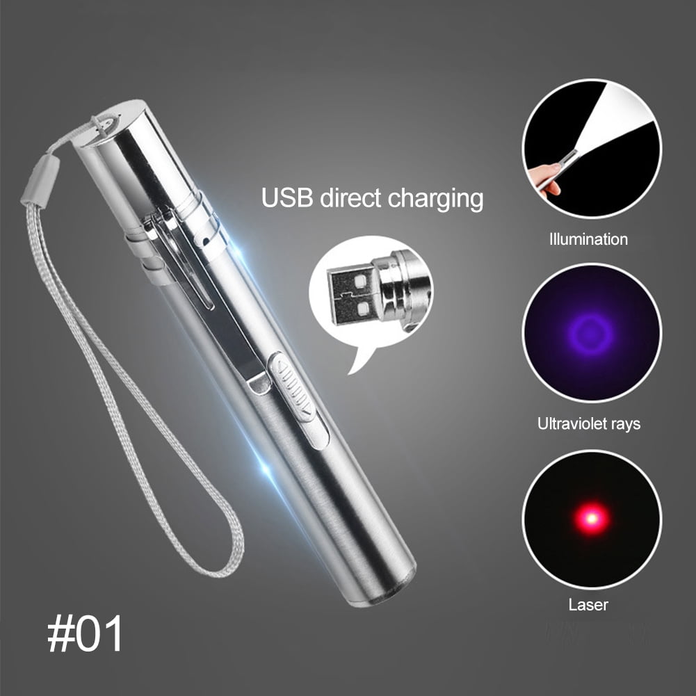 3 in 1 Interactive USB Rechargeable Red Dot Laser Light Cat Toy Funny ...