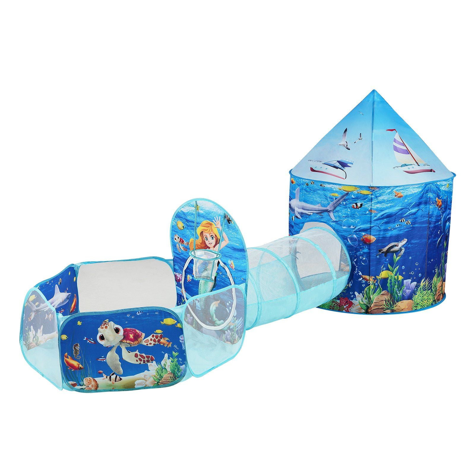 3 in 1 Kids Play Tent with Tunnel, Basketball Hoop for Boys, Girls ...