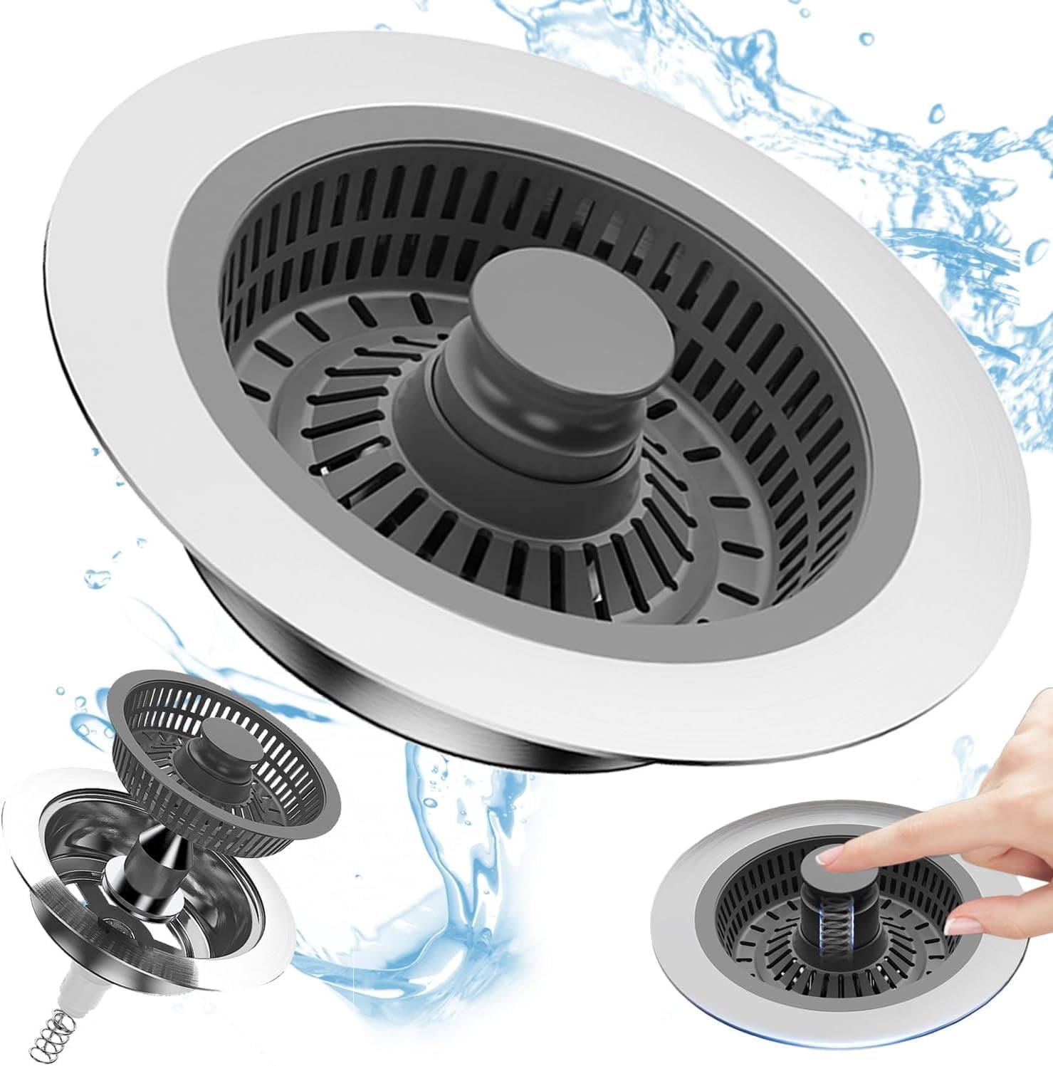3 in 1 Kitchen Sink Plug and Strainer Combo, Kitchen Sink Strainer ...