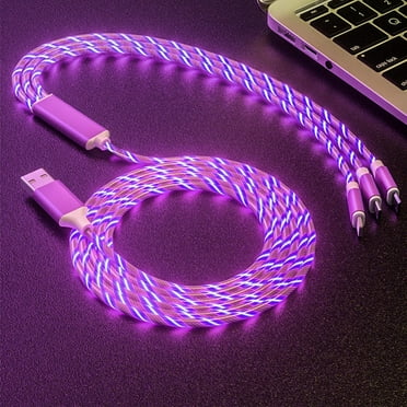 3 in 1 LED Flowing Light up Charger Charging Cable USB Cord for Android ...
