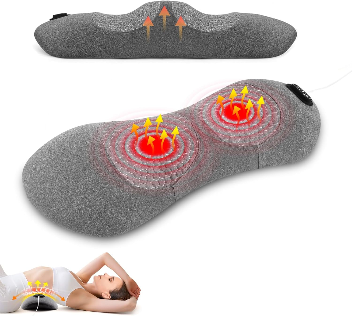 3 in 1 Lower Back Massager -Electric Lumbar Support Pillow with Heat ...