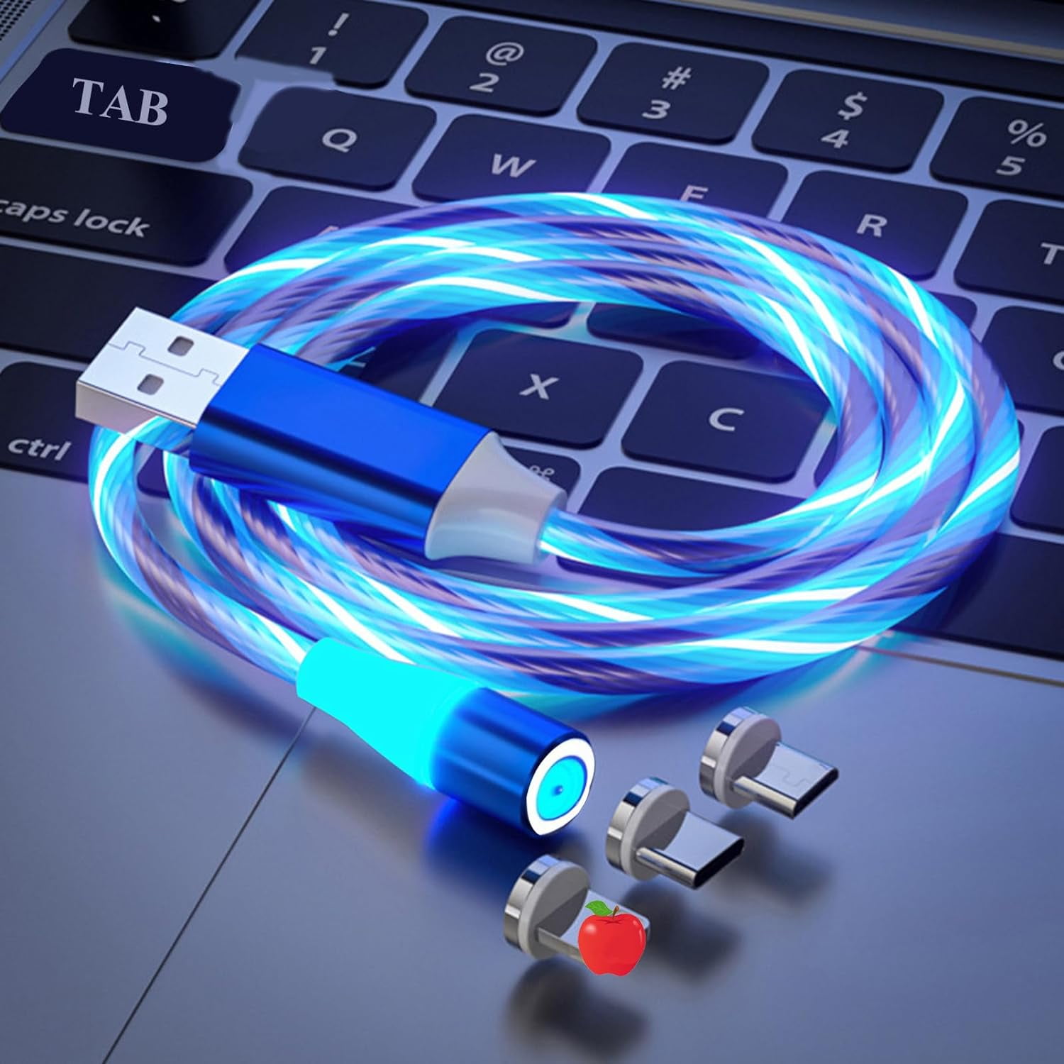 3 in 1 Magnetic Light Up Charging Cable,LED Phone Charger Multi ...